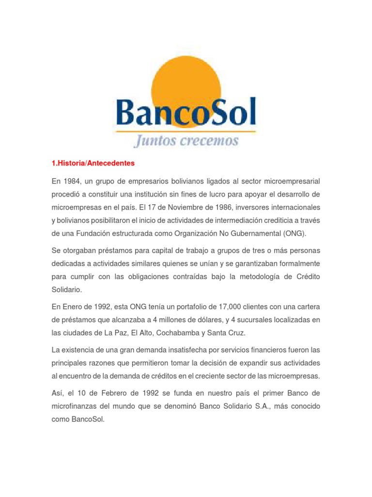 Banco Sol | PDF | Bancos | Calidad (comercial)
