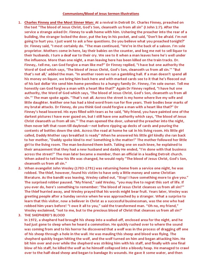 Communion Sermon Illustrations | PDF | Epistle To The Romans | Sin