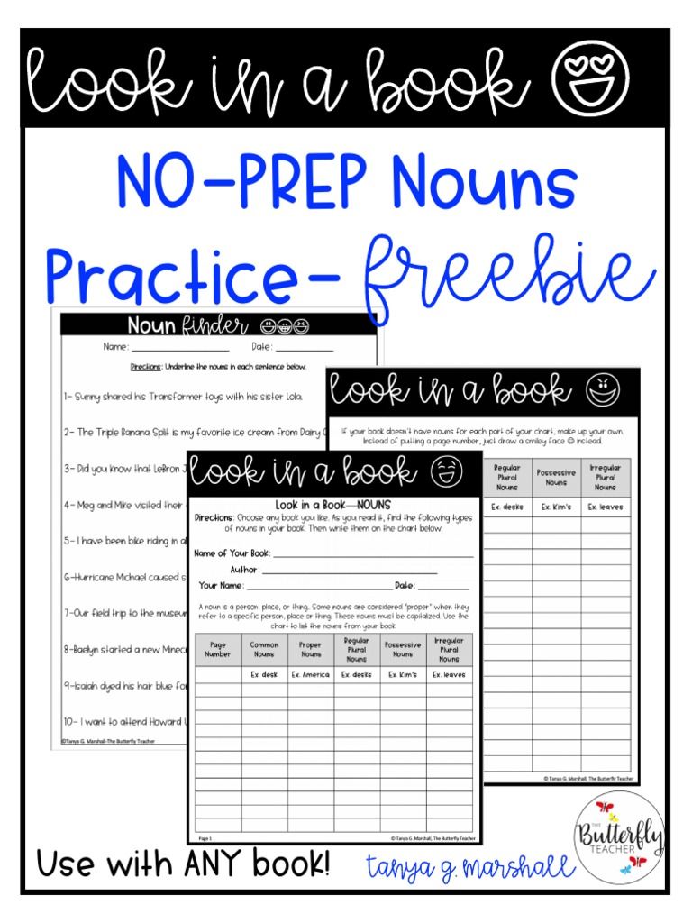 Free Nouns Practice Printable Partof Speech Grammar Practice No Prep ...