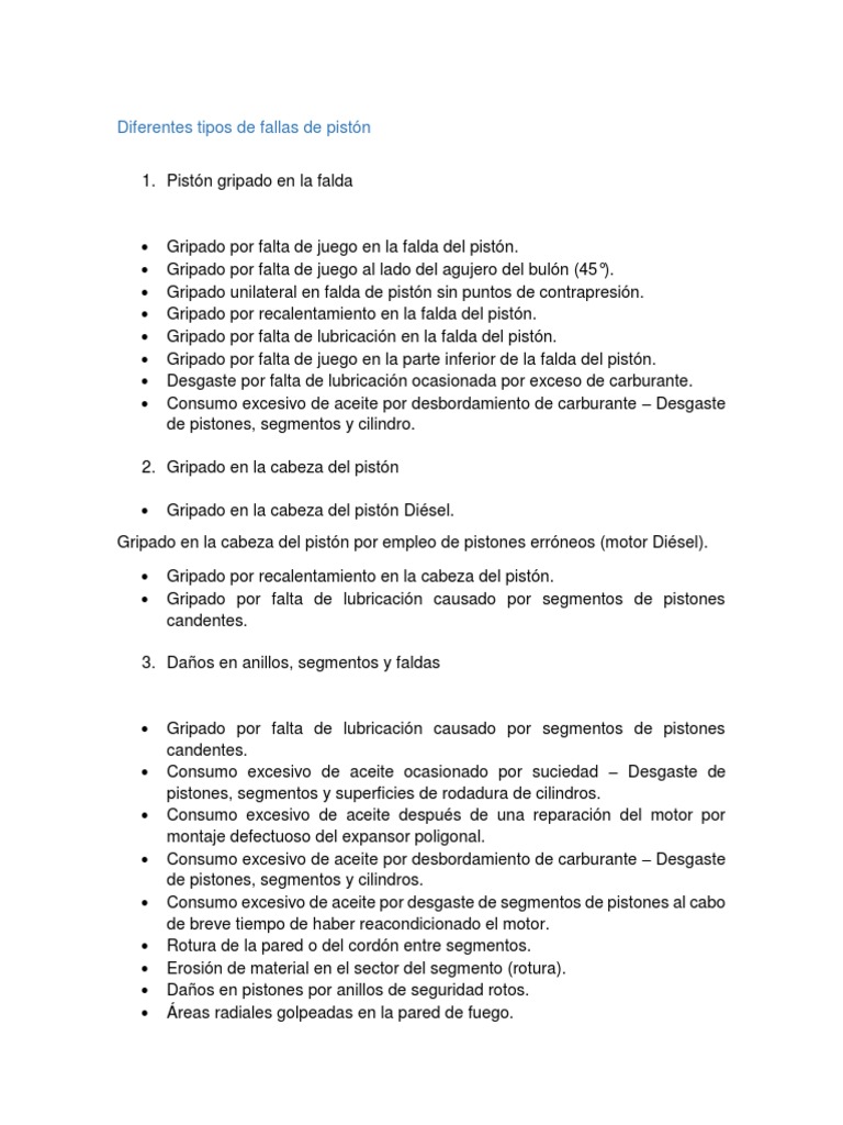 Fallas de Pistón | PDF | Pistón | Conversión de energía