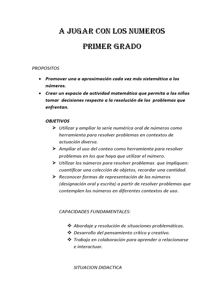 A Jugar Con Los Numeros Primerito | PDF | Cognición | Psicología