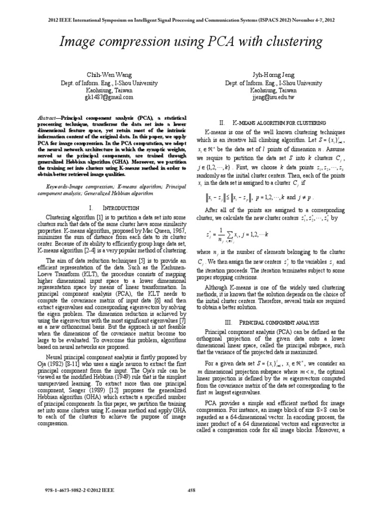 Image Compression Using PCA With Clustering | PDF | Principal Component Analysis | Eigenvalues ...