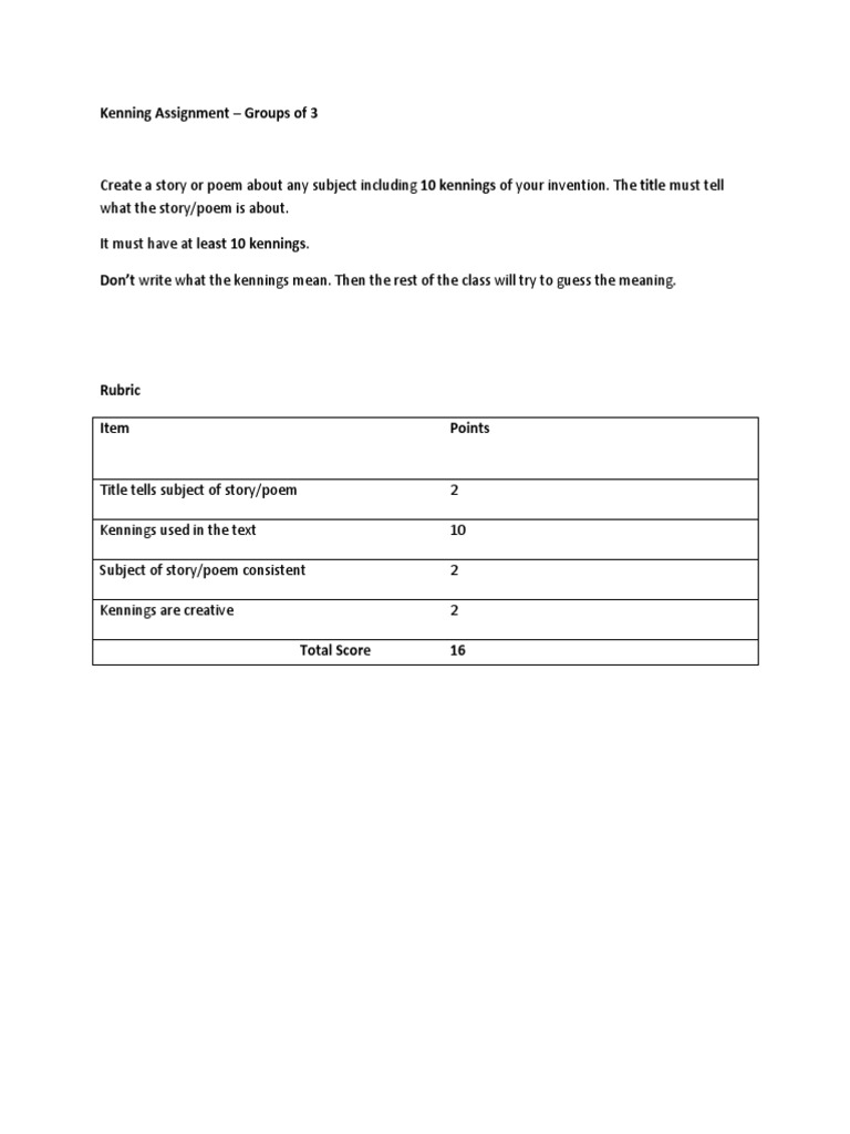 Create a Kenning-Filled Story | PDF | Poetry