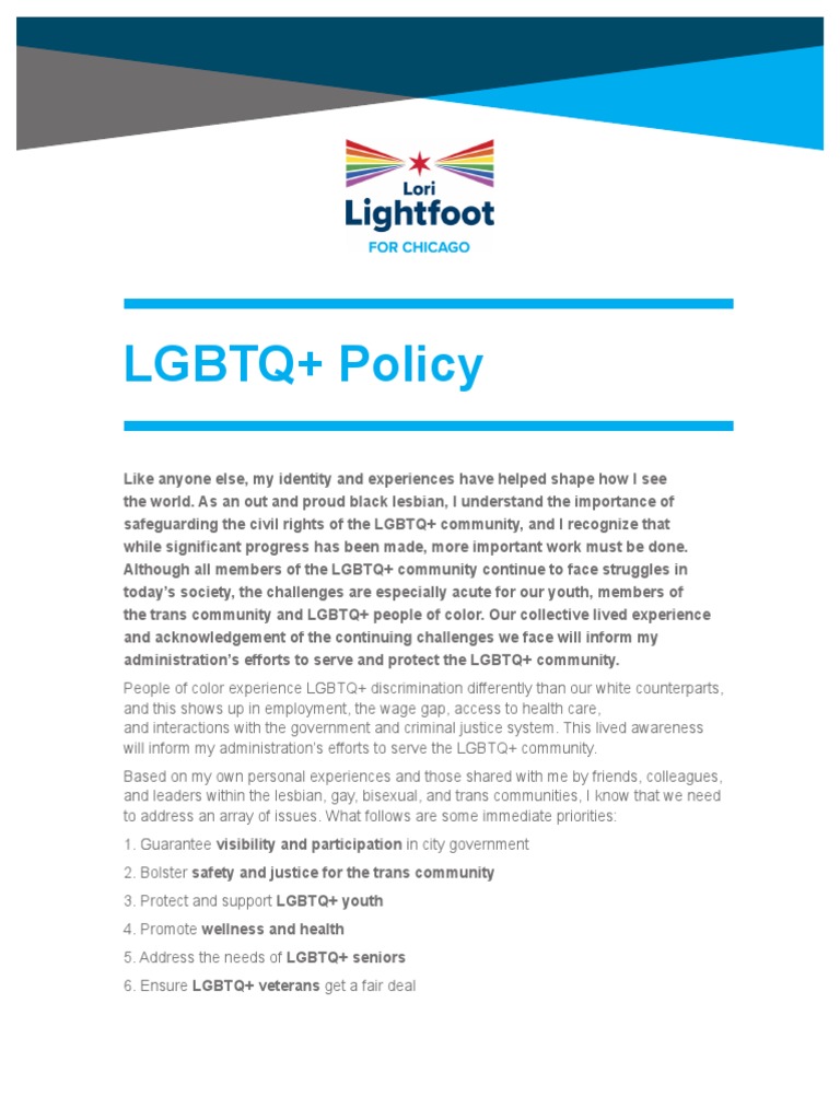 Lori Lightfoot's LGBTQ+ Framework | PDF | Business
