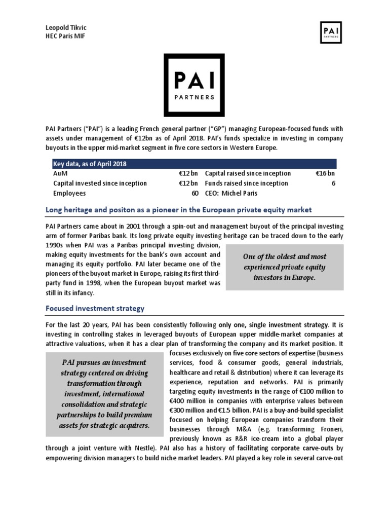 PE Ecosystem - PAI Partners | Download Free PDF | Private Equity ...