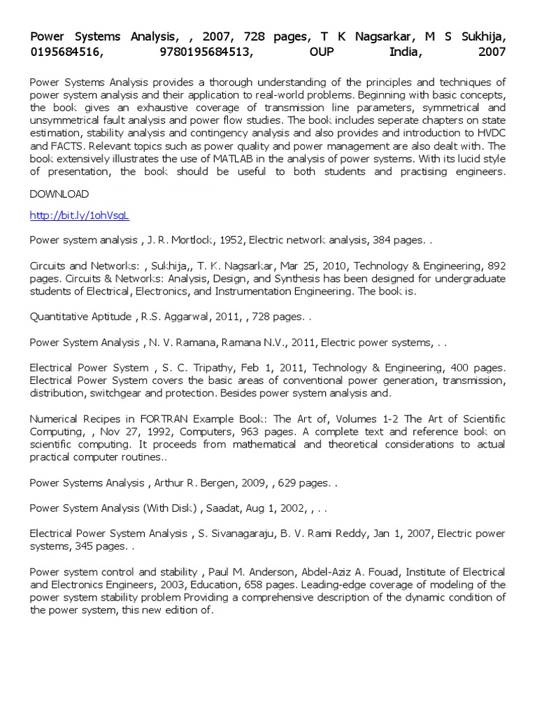 Power Systems Analysis | PDF | Electric Power System | Electric Power