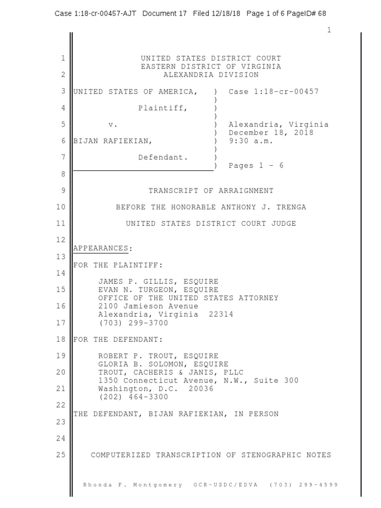 Transcript of Arraignment | PDF