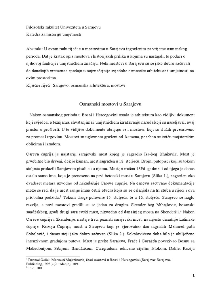 Osmanski Mostovi U Sarajevu | PDF