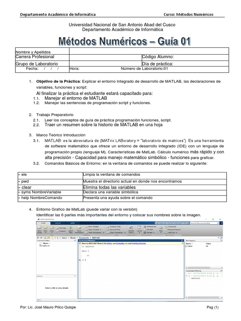 Guia 01 | PDF | Matlab | Programa de computadora