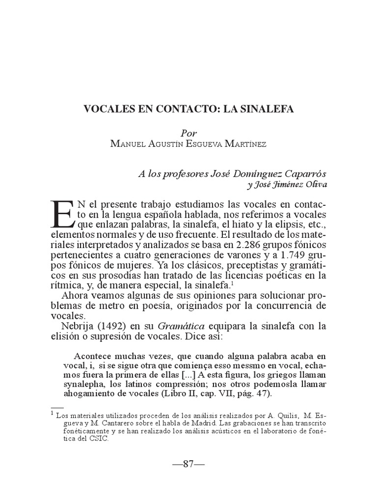 La Sinalefa | PDF | Vocal | Lengua española