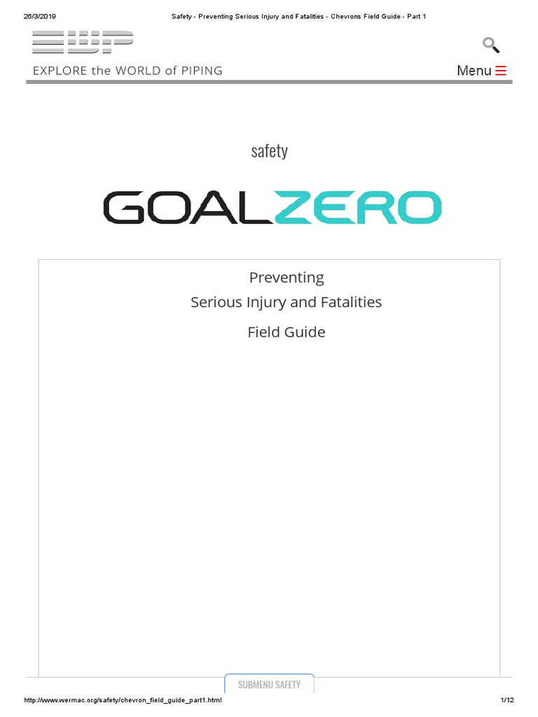 Safety - Preventing Serious Injury and Fatalities - Chevrons Field ...