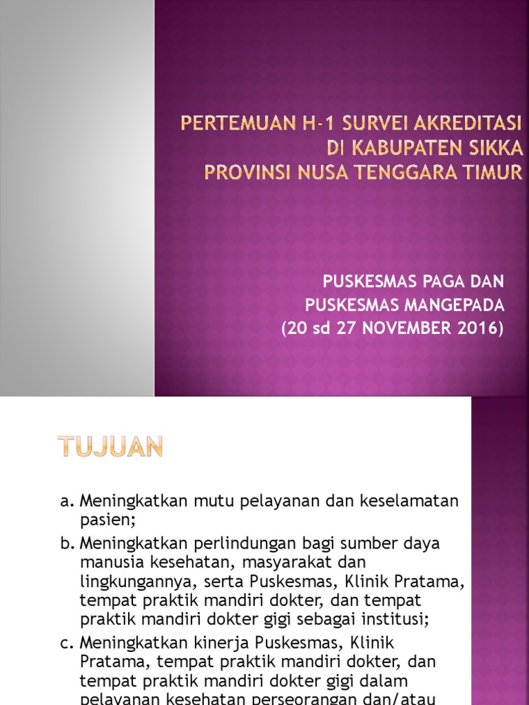 H-1 SURVEI - AKREDITASI - Sikka NTT | PDF