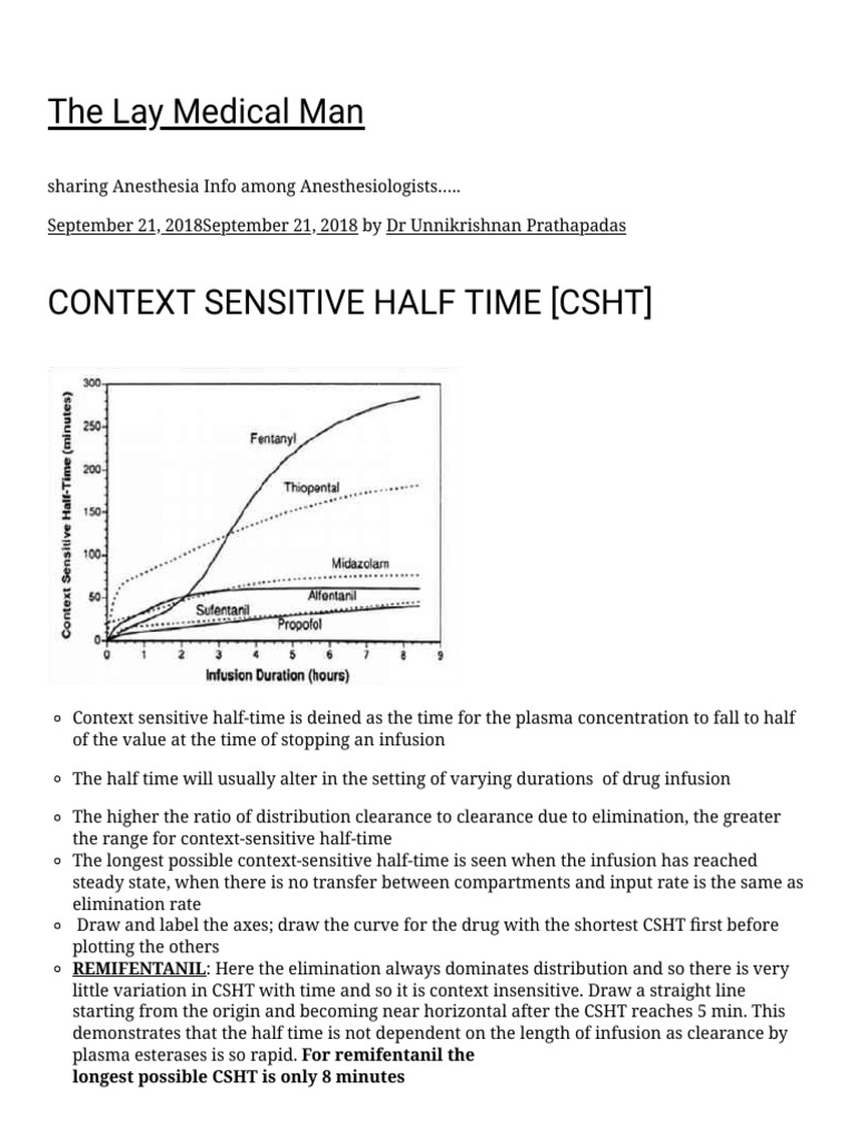 Context Sensitive Half Time (CSHT) - The Lay Medical Man | PDF | Medical Treatments | Pharmacology