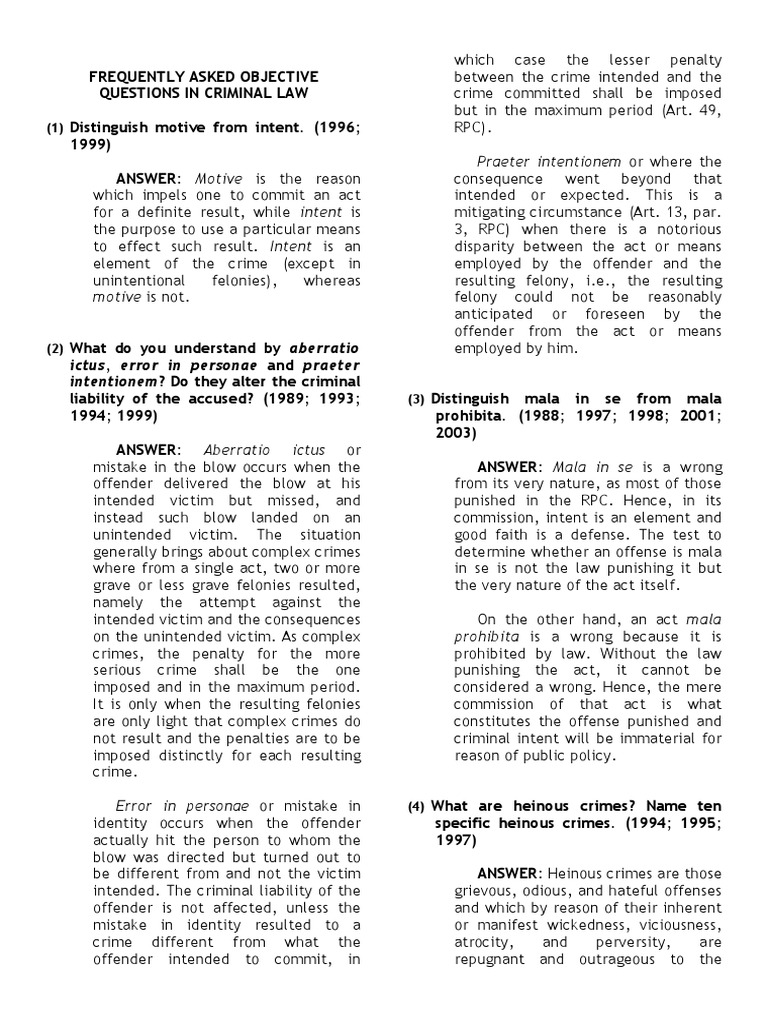Praeter Intentionem or Where The: Ictus, Error in Personae and Praeter ...