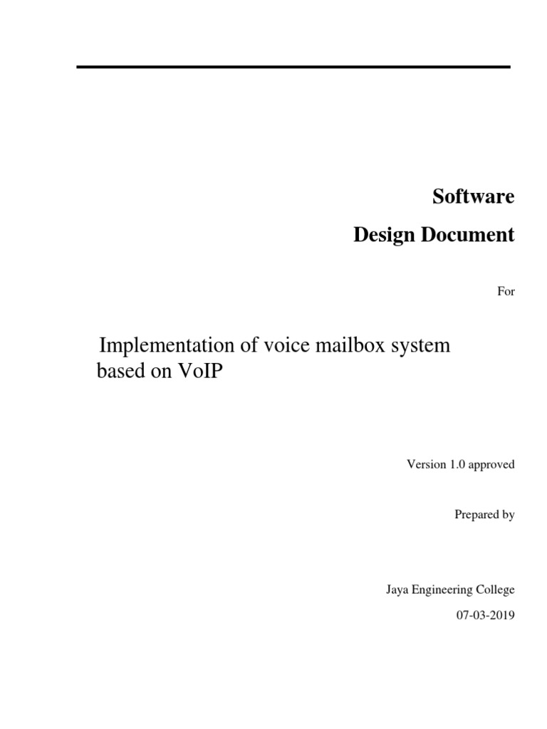 Implementation of Voice Mailbox System Based On Voip: Software Design Document | PDF | Voice ...