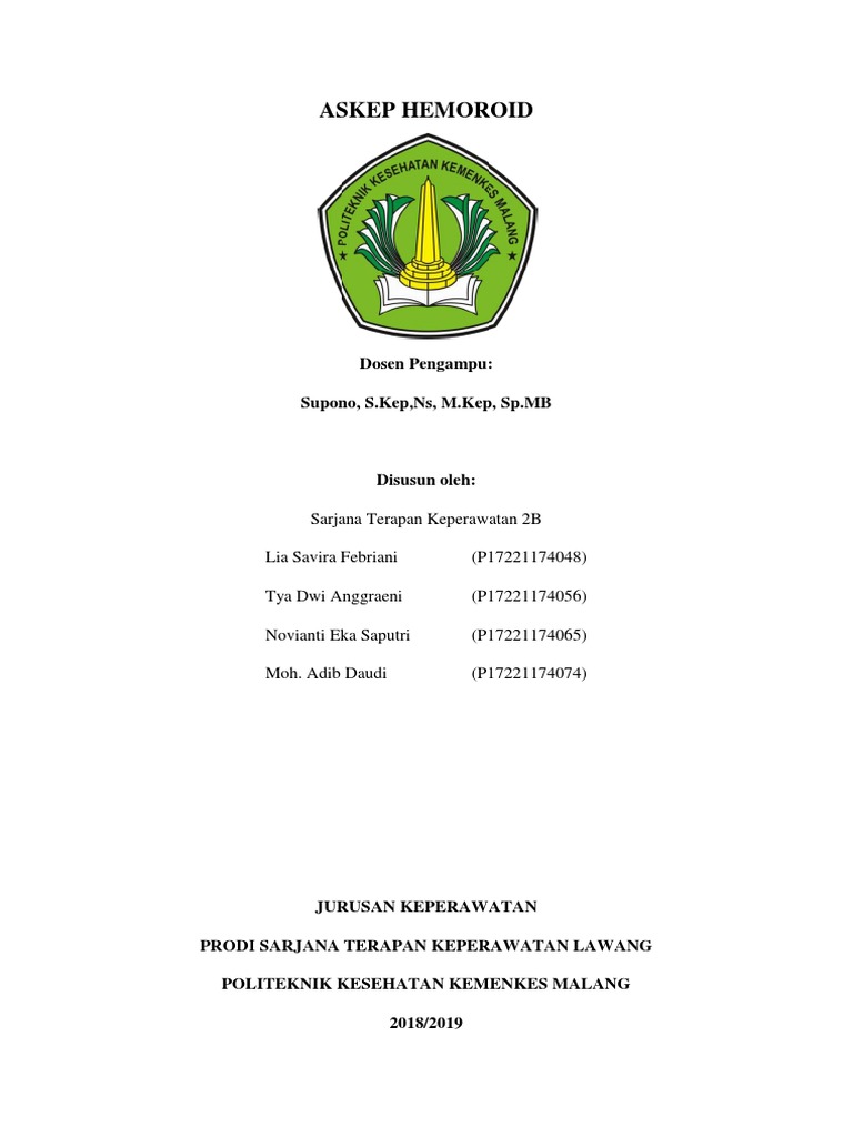Cover Askep Hemoroid | PDF | Pengembangan Diri | Kesehatan Holistik