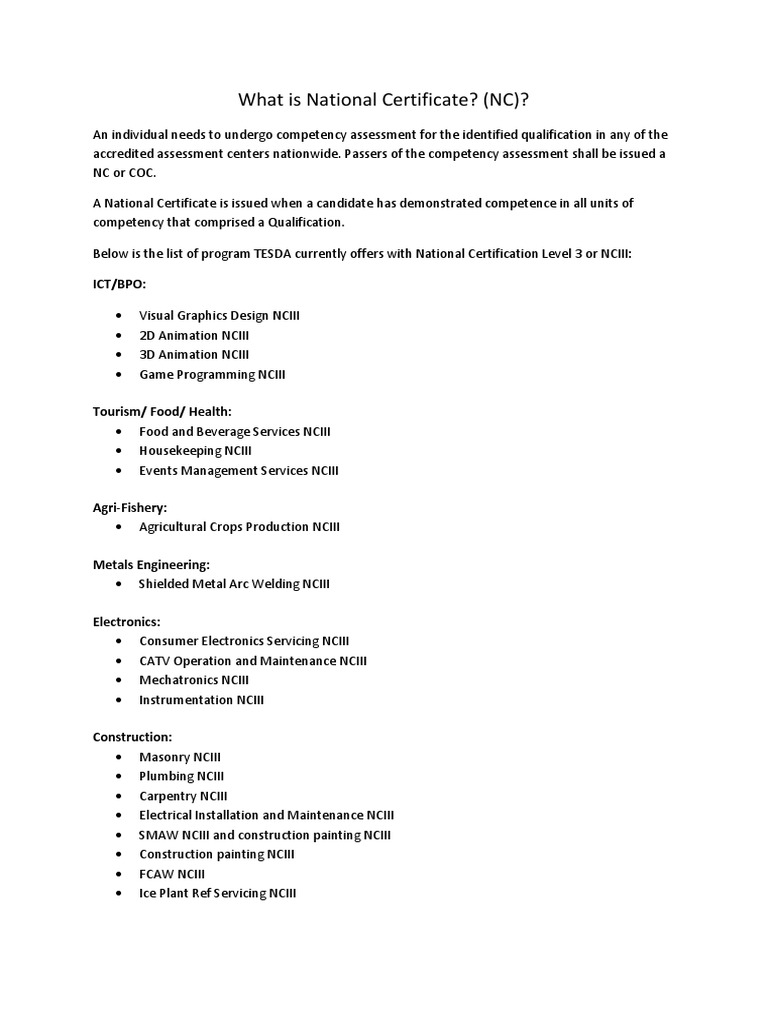 What Is National Certificate? (NC) ?: Ict/Bpo | PDF | Graphic Design ...