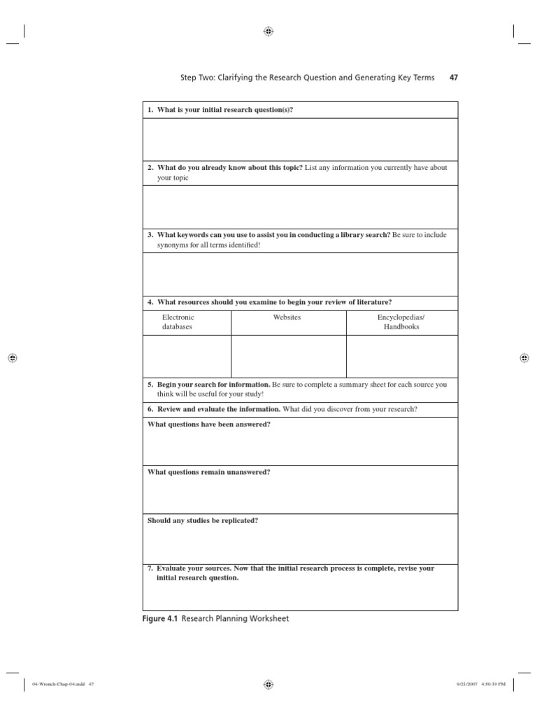 1a Research Planning Sheet | PDF | Career & Growth | Self-Improvement
