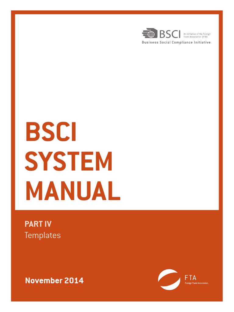 1 BSCI System Manual 2.0 ENG PARTIV Templates | PDF | Working Time | Audit