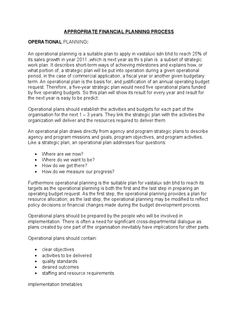 Operational Planning for Sales Growth | PDF