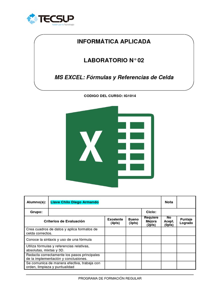 Fórmulas y Referencias en Excel | PDF | Microsoft Excel | Laboratorios