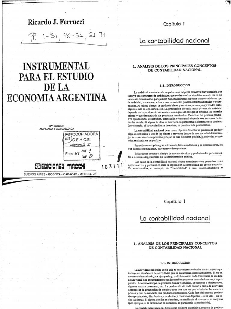Ferrucci Ricardo Instrumental para El Estudio de La Economia Argentina Cap 1 La Contabilidad ...