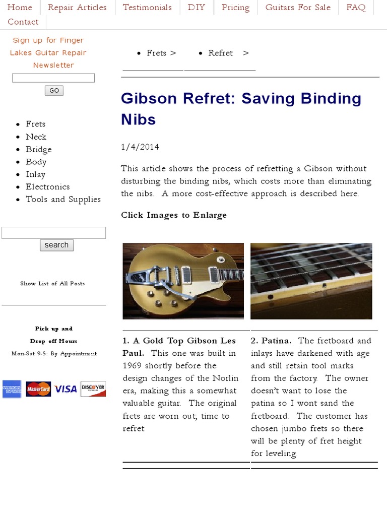 Gibson Refret - Saving Binding Nibs Finger Lakes Guitar Repair | PDF ...