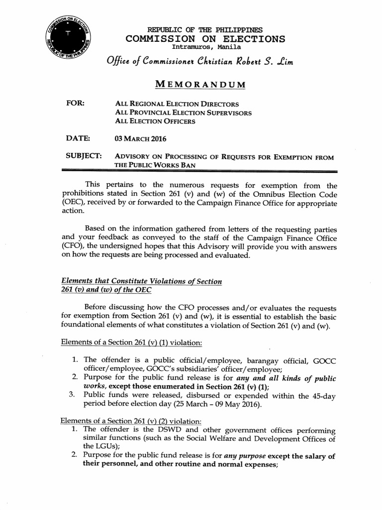 Comelec Memorandum | PDF | Notary Public | Government