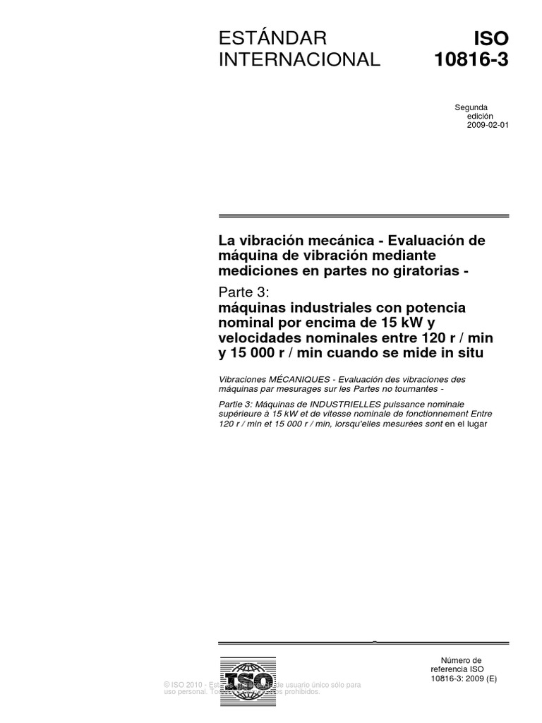 Iso 10816 2009 Vibraciones Español | PDF | Organización internacional ...
