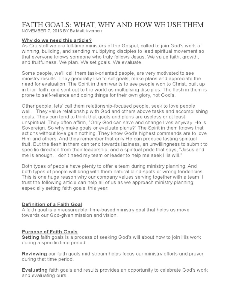 Faith Goals | PDF | Justification (Theology) | Faith