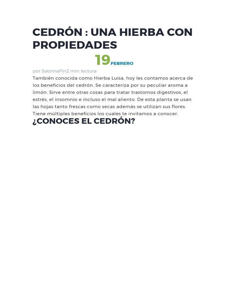Beneficios y contraindicaciones del cedrón | PDF | Salud y bienestar | Medicina