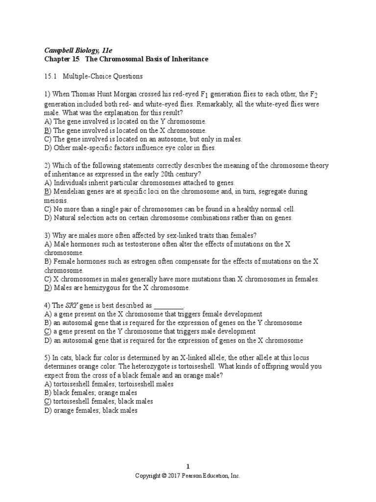 Chapter 15 The Chromosomal Basis of Inheritance | PDF | Genetic Linkage ...