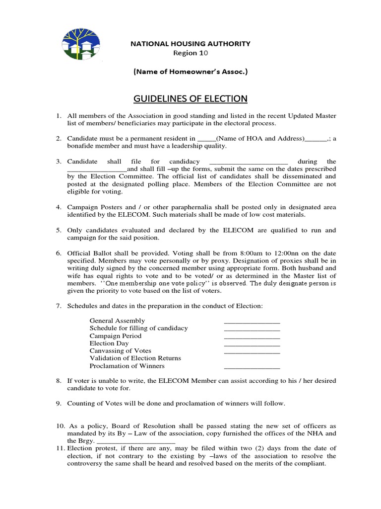 HOA Election Guidelines and Procedures | PDF | Voting | Proxy Voting