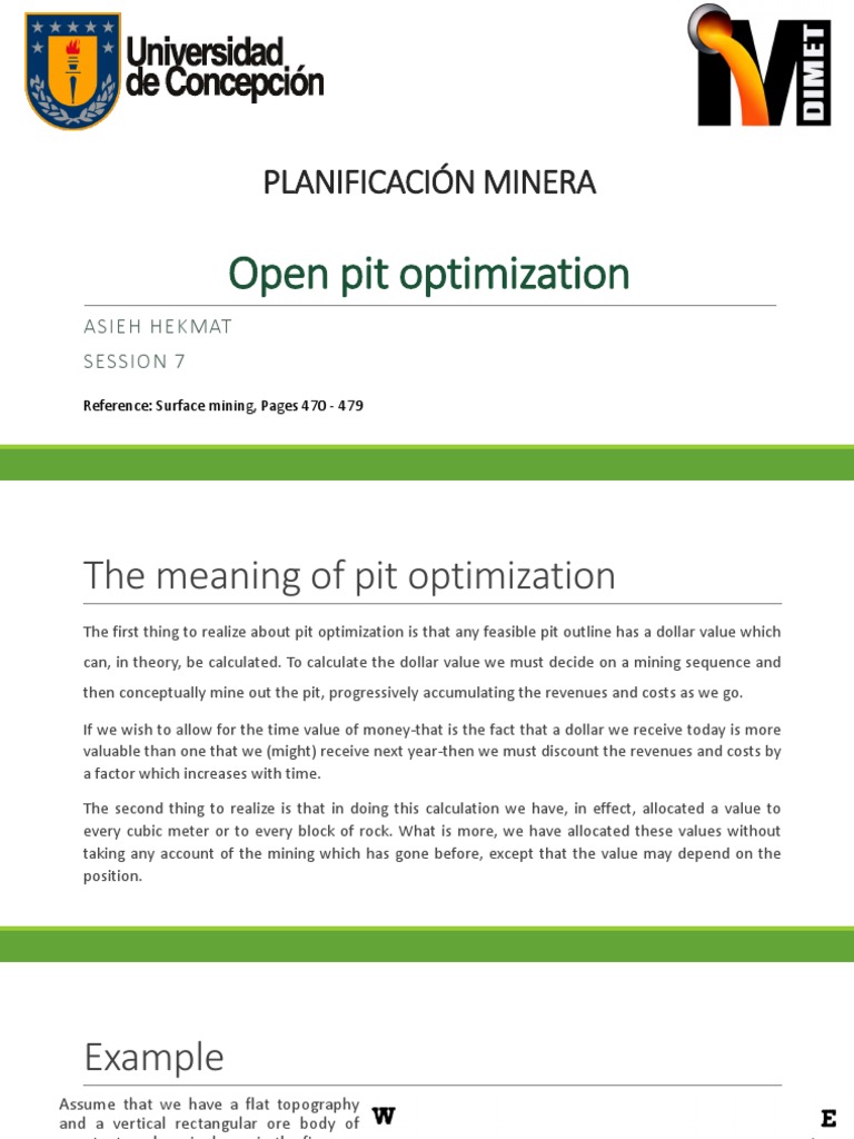 Session 7 - Open Pit Optimization | PDF | Reference Range | Discounting