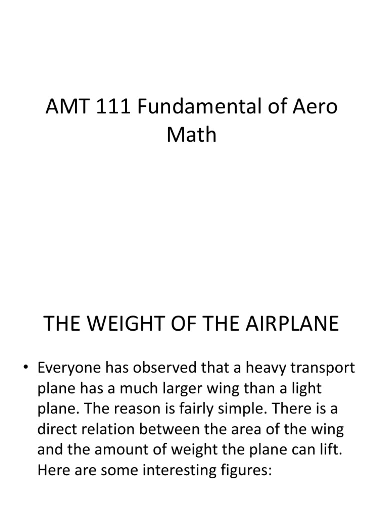 Aero Math Final | Download Free PDF | Airplane | Weight