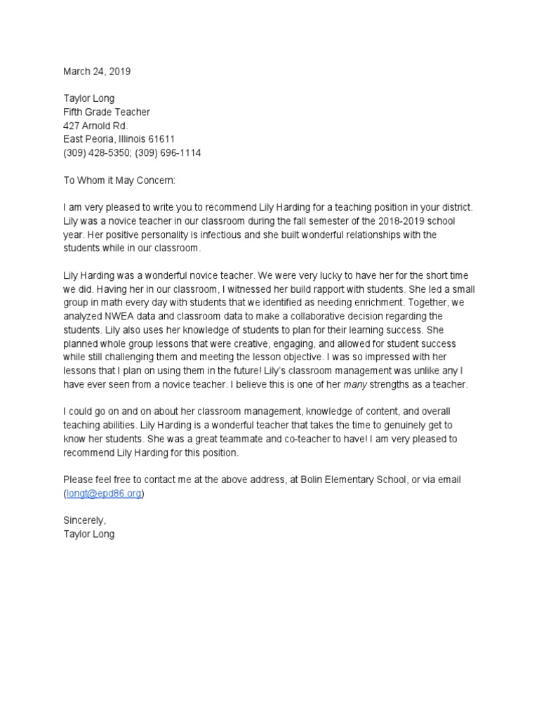 Letter of Recommendation Ms | PDF