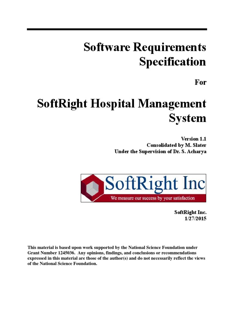 EM SRS ReviewSoftRightHospitalManagementSystemSRS | PDF | Graphical User Interfaces | Databases