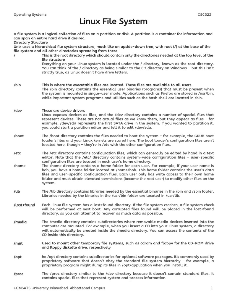 Linux File System: Operating Systems CSC322 | PDF | Directory ...