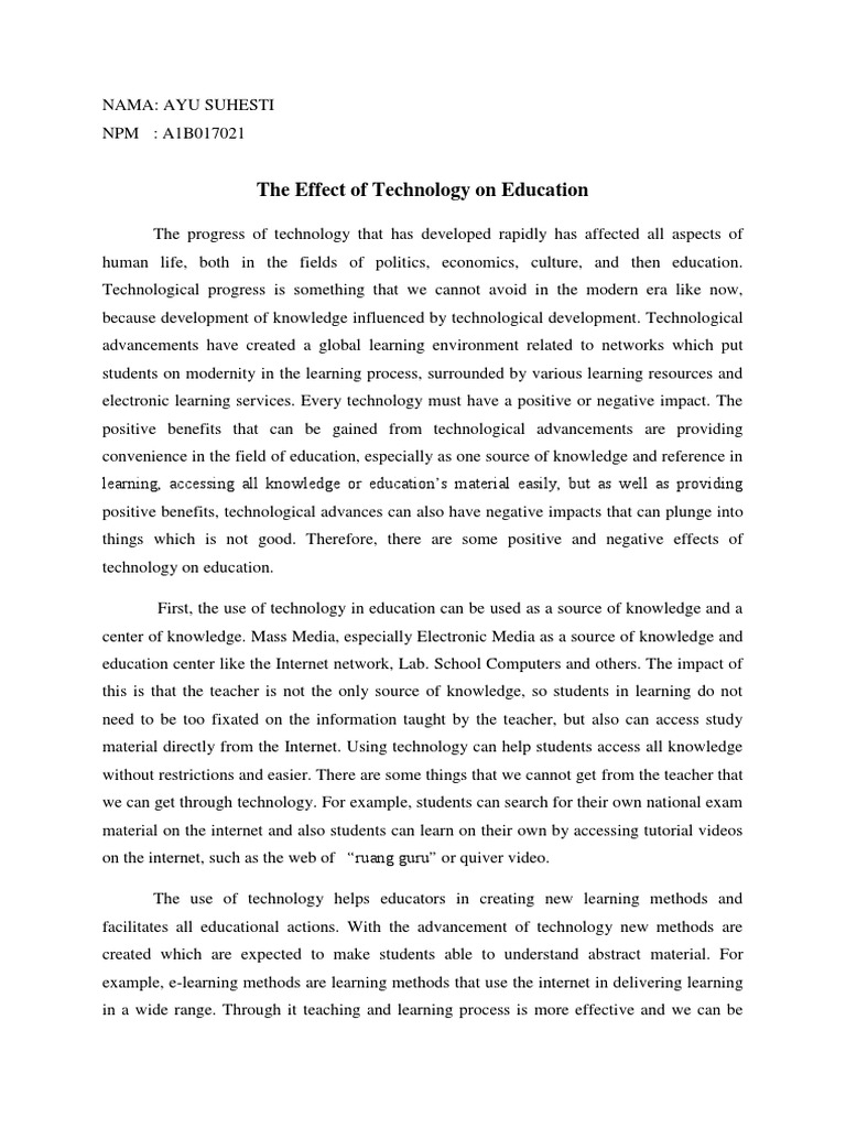The Effect of Technology On Education | PDF | Educational Technology ...