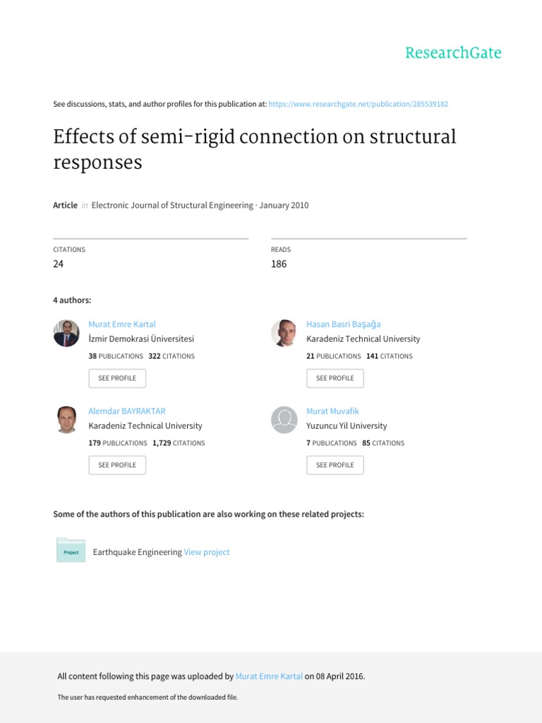 Semi-Rigid Connection Structural Responses | PDF | Beam (Structure ...