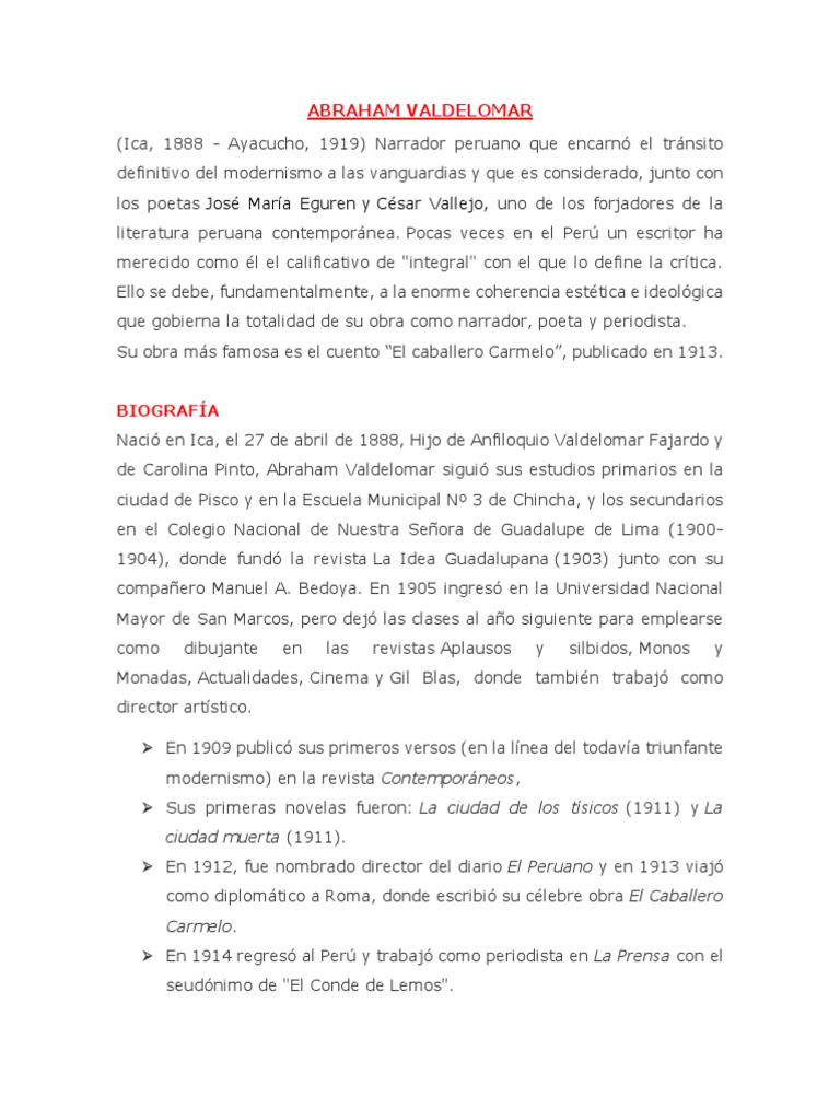 Abraham Valdelomar | PDF | Poesía | Clásicos