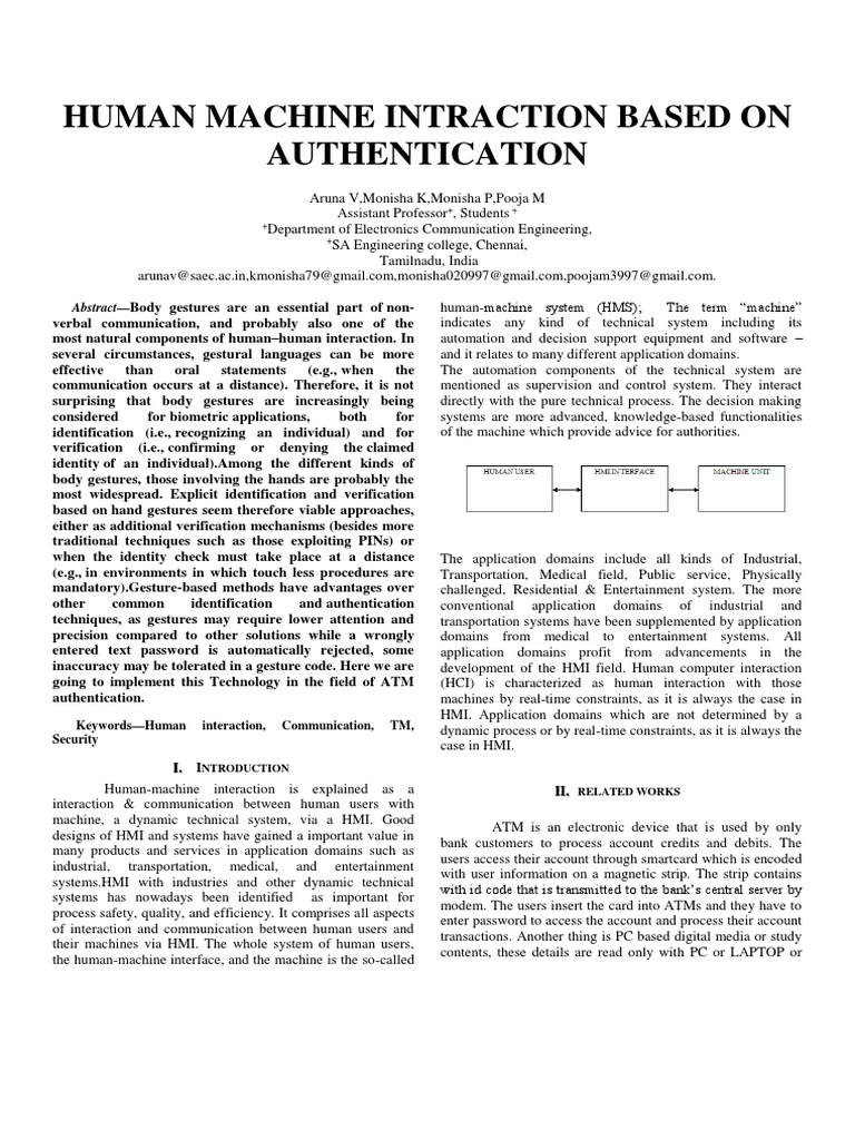 Human Machine Intraction Based On Authentication: Abstract | PDF ...