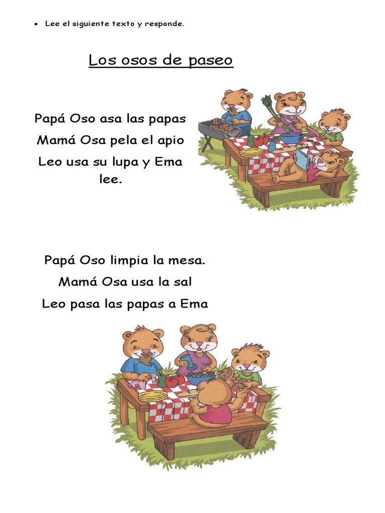 Cuento de Papá Oso y Mamá Osa | PDF | Deportes