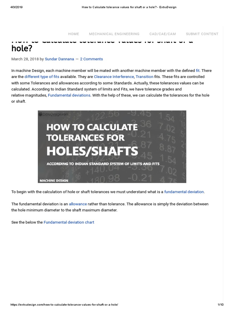 How To Calculate Tolerance Values For Shaft or A Hole - ExtruDesign ...