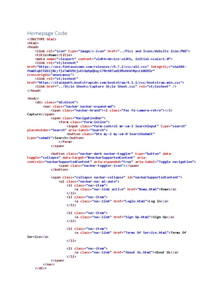 Home Page Code PDF | PDF | Information Science | Web Development