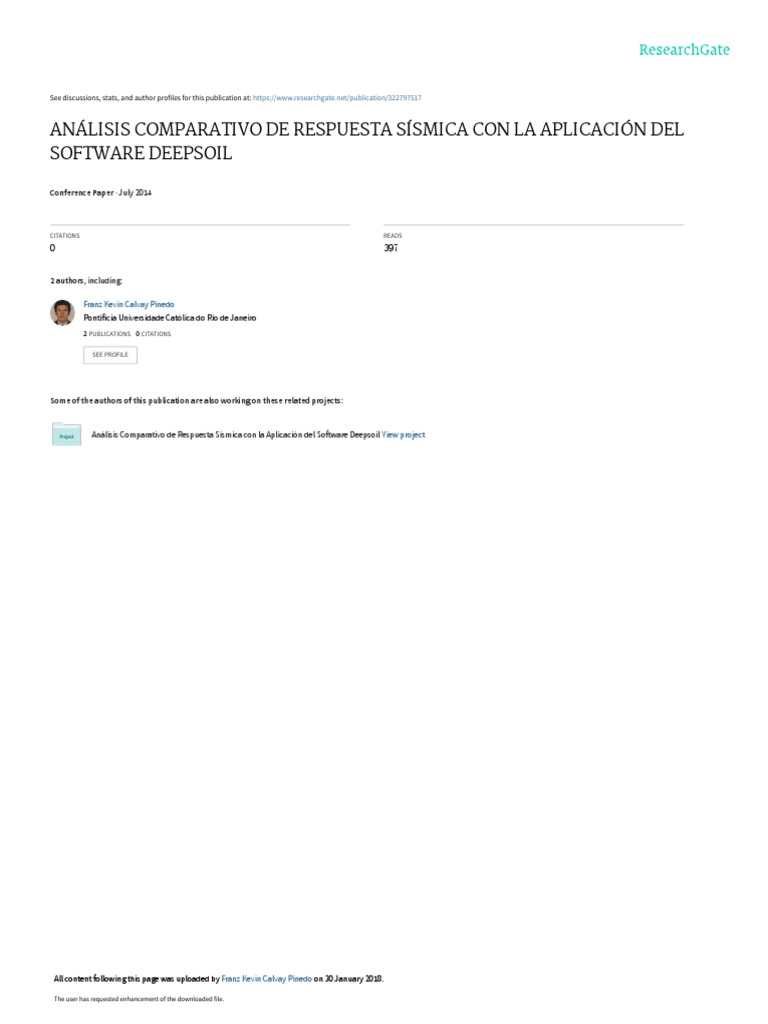 Análisis Comparativo de Respuesta Sísmica Con La Aplicación Del Software Deepsoil | PDF | Matriz ...
