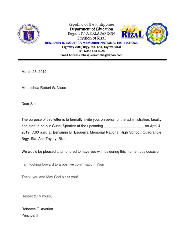 Sample Invitation Letter 1 | PDF