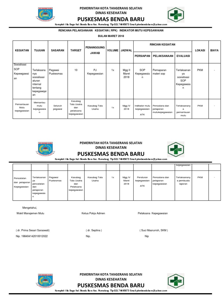 RPK Kepegawaian Maret | PDF