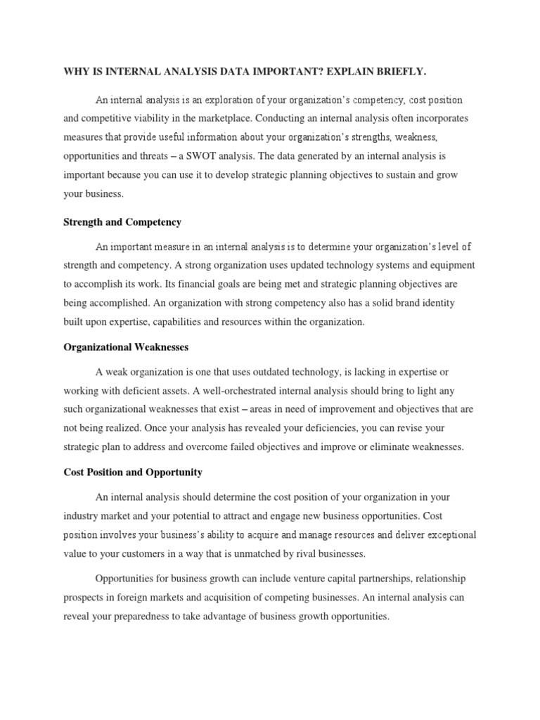 Importance of Internal Analysis of Data | Download Free PDF ...