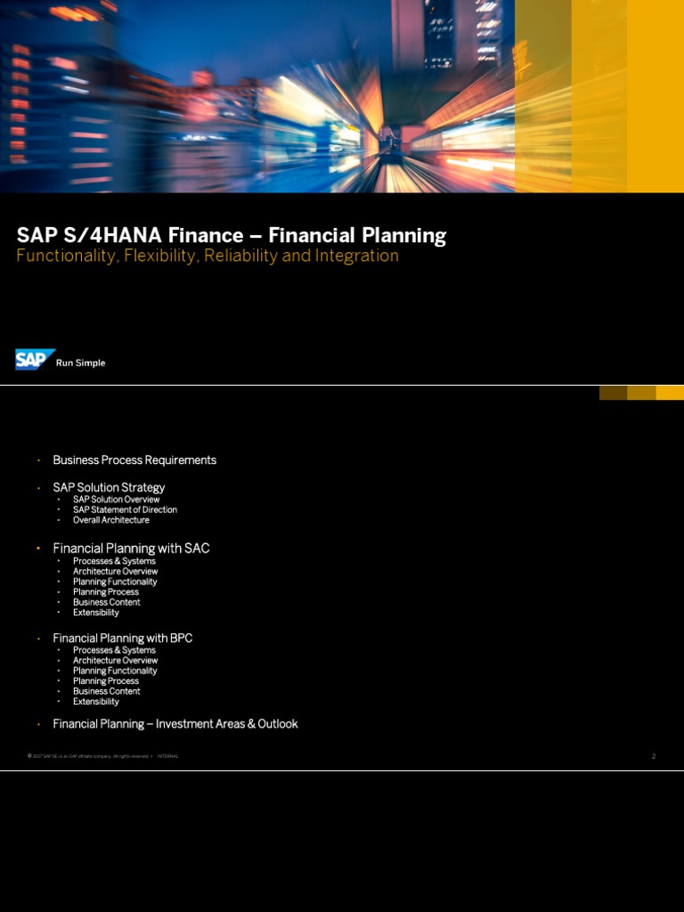 Financial Planning Overview V01 20181003 | PDF | Sap Se | Cloud Computing